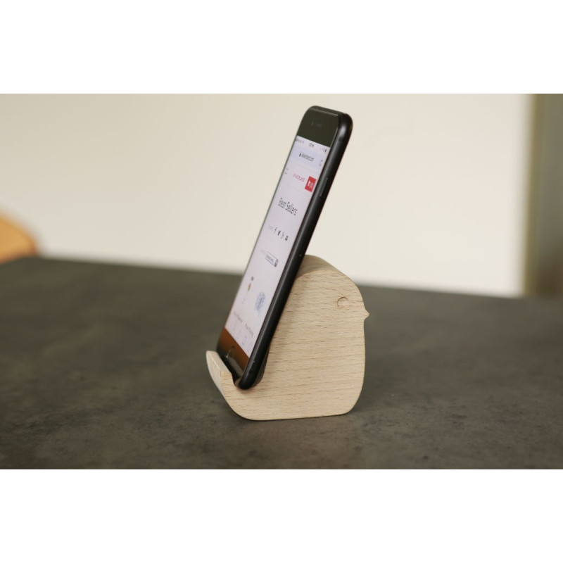 Porte téléphone Kikkerland Bird Beechwood Phone Stand